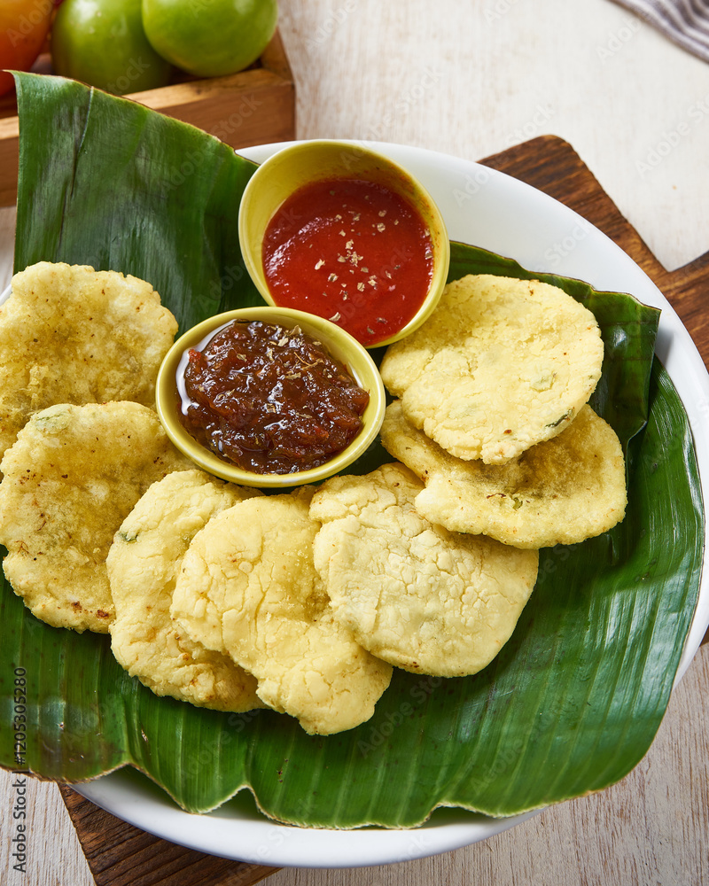 indonesian traditional aci goreng, known as cireng or fried tapioca, on ...