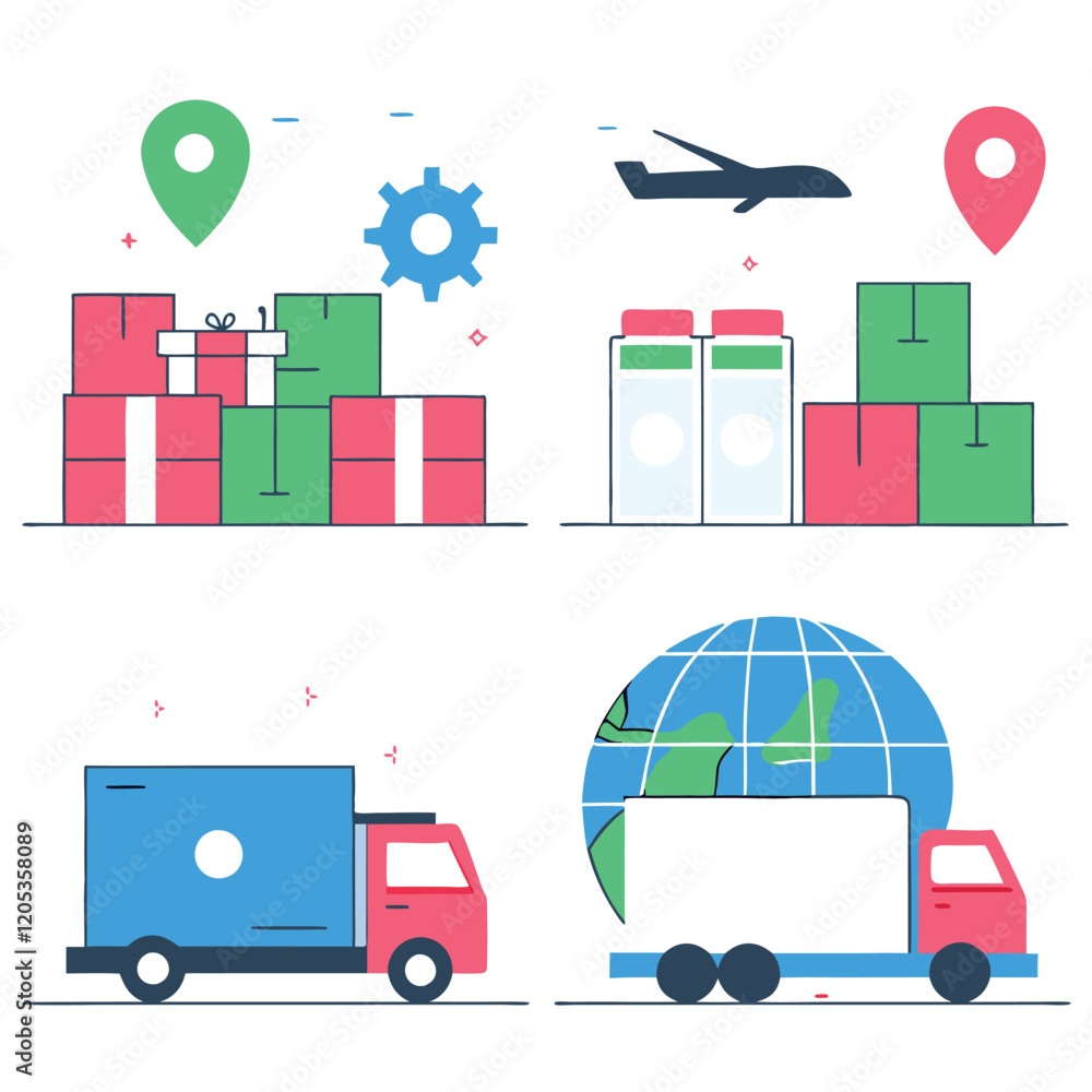 Minimalist Blue & White Delivery Icons: Fast, Reliable Shipping Symbols ...