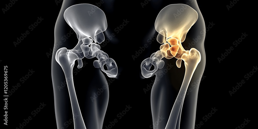 Bones of the pelvis and hip, human anatomy, femur bone joint pain, X ...