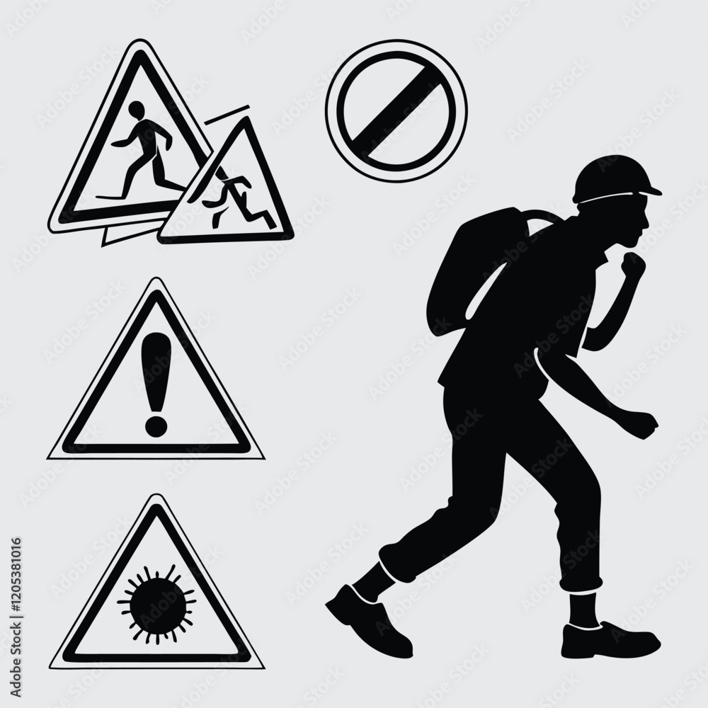 Warning signs image silhouette vector art and illustration Stock Vector ...