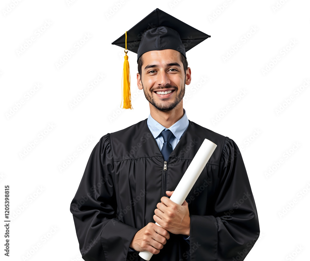 Graduate Student with certificate wearing graduation gown and Cap ...