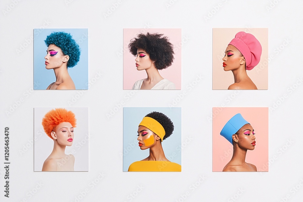 Vibrant portraits of diverse hairstyles art gallery photography studio ...