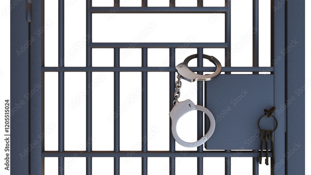 Handcuffs and prison metal bars. crime, punishment and prison concept ...