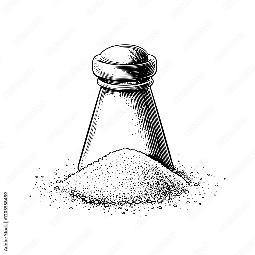 Artistic representation of salt spilling from a shaker, highlighting ...