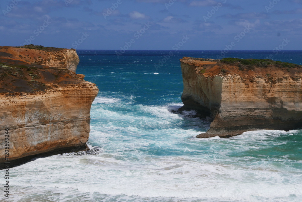 London Bridge, along the Great Ocean Road, is a natural rock formation ...