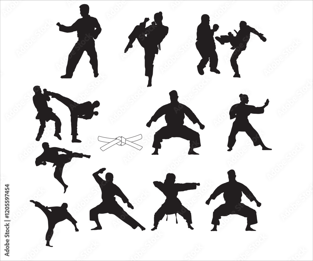 Vector de Stock Karate Vector, Taekwondo Silhouettes, Karate Svg ...
