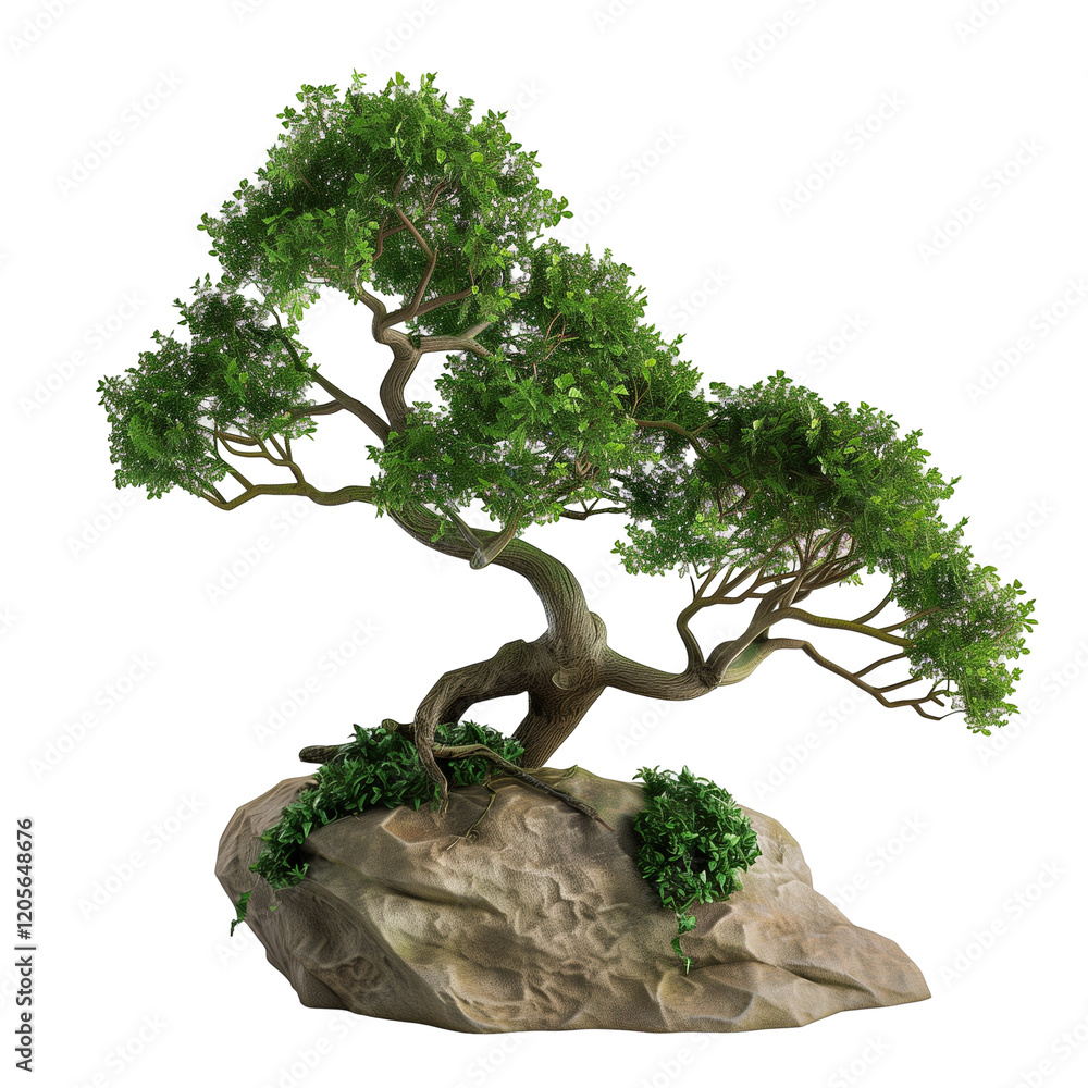 Stylized 3D Rendered Bonsai Tree Concept Model with Minimalist Design ...