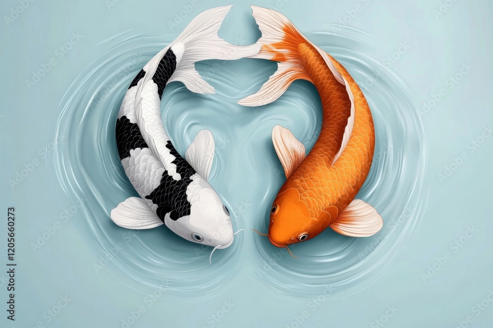 A pixel art yin-yang design featuring two koi fish in retro gaming ...
