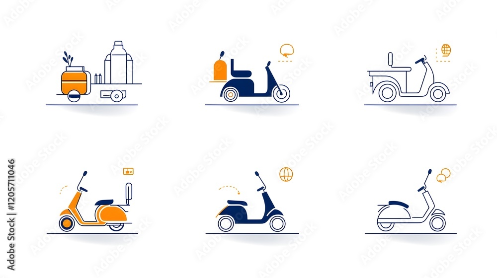 Stock-Illustration „Collection of 6 linear minimalist transportation ...