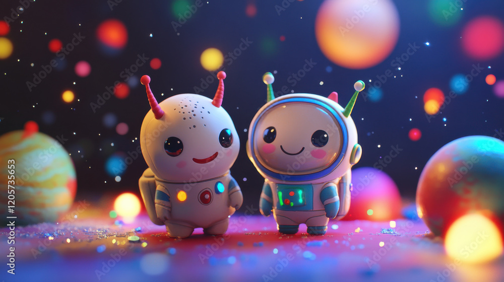 Foto de Stock Two charming spring-based figures, one resembling a ...