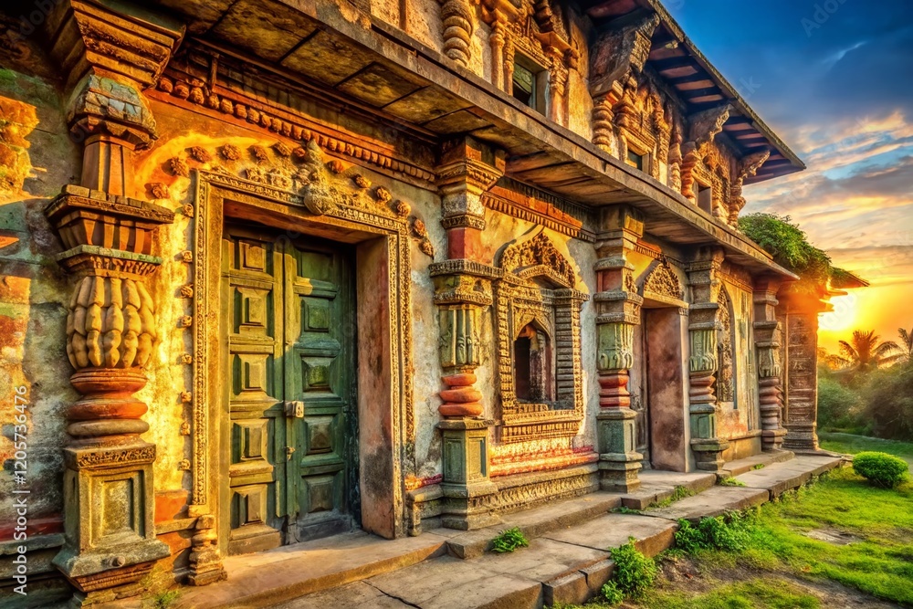 Ancient Dakhinpat Satra Facade, Majuli Island, Assam, India - Historic ...
