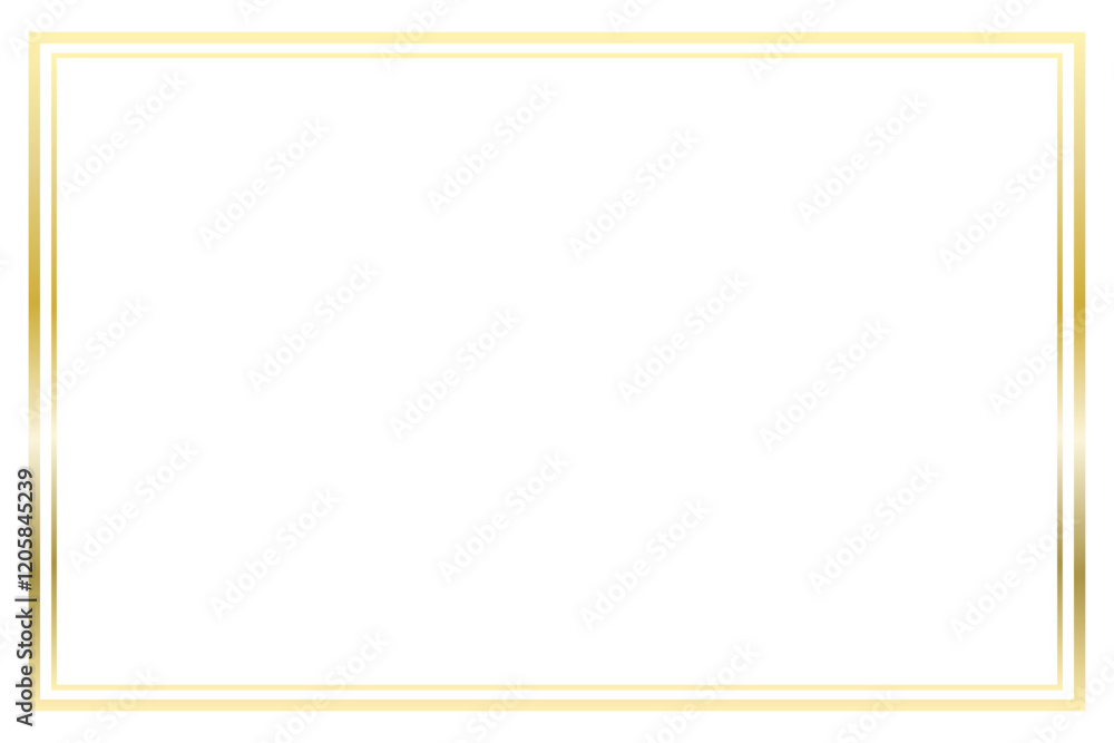 Gold rectangle frame design. Golden line border isolated on transparent ...