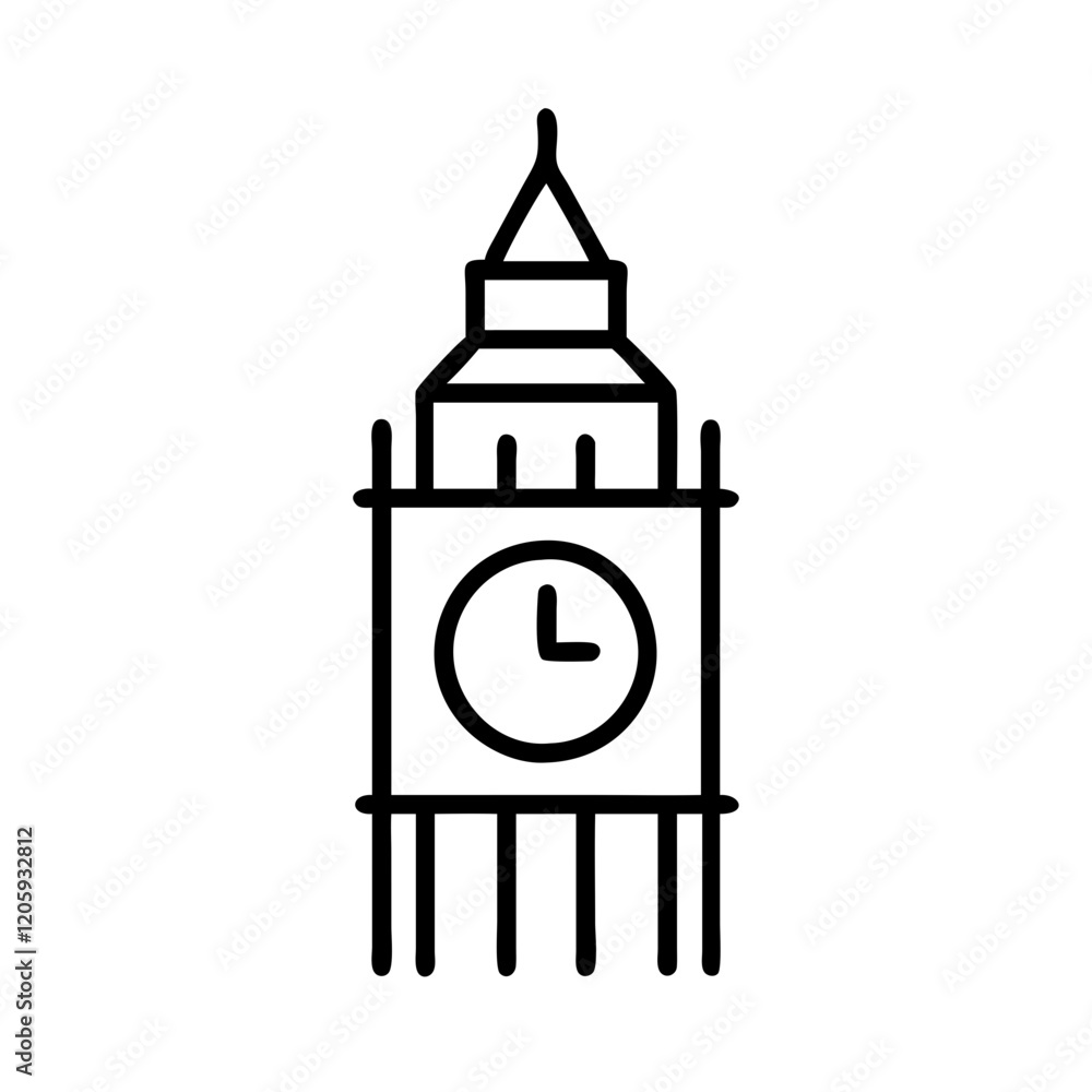 big ben icon, big ben line art - simple line art of big ben, perfect ...