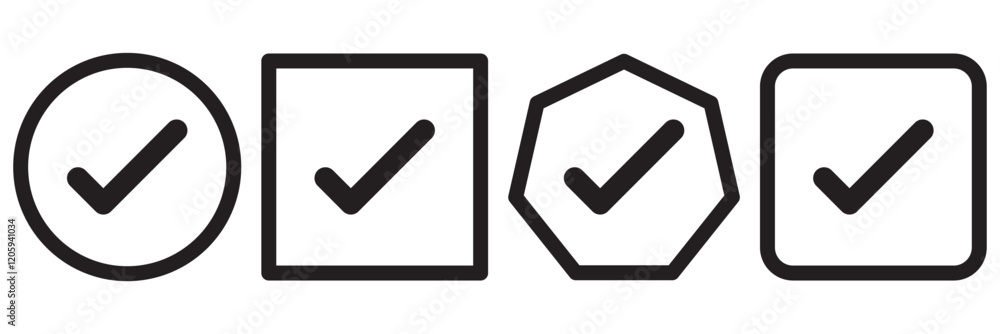 check box icon with correct, accept checkmark icons green tick box, check list circle frame ...