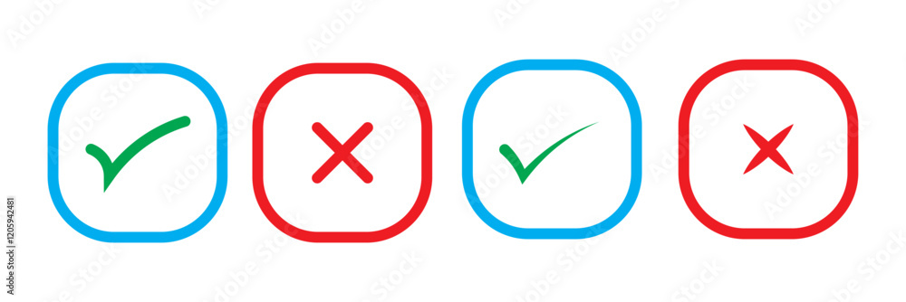 green check mark icon, check box icon set. circle and square. tick box ...