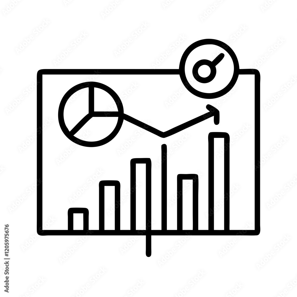 Vector de Stock kpi chart icon, kpi chart line art - simple line art of ...