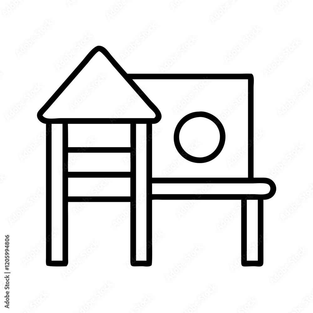 playground icon, playground line art - simple line art of playground ...