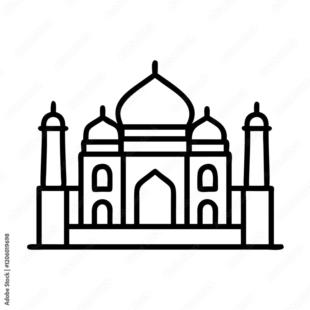Vector de Stock taj mahal icon, taj mahal line art - simple line art of ...