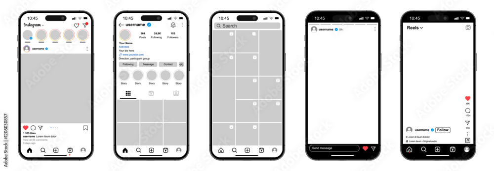 Vetor Instagram post frame mockup with smartphone mock up template ...