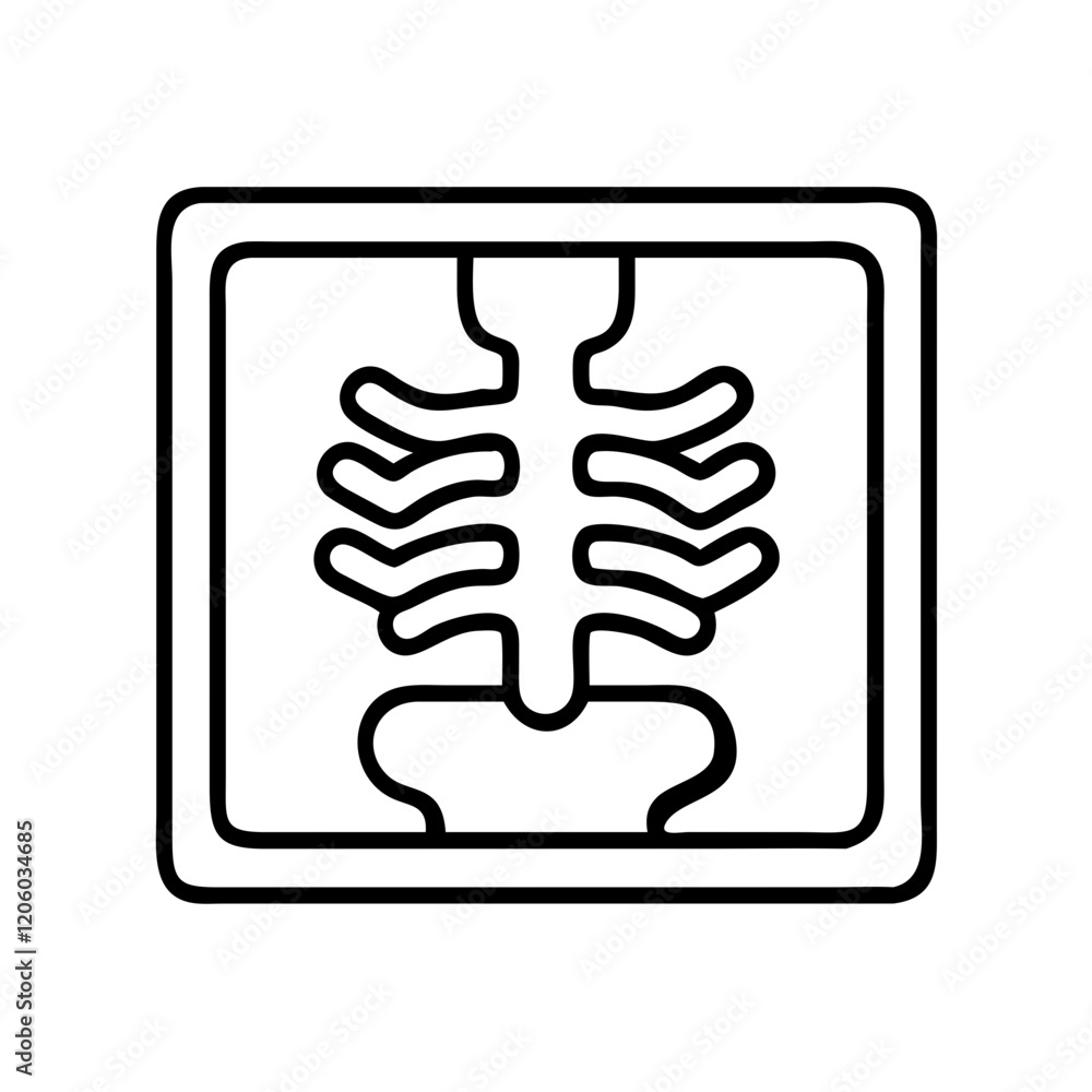 x ray icon, x ray line art - simple line art of x ray, perfect for x ...