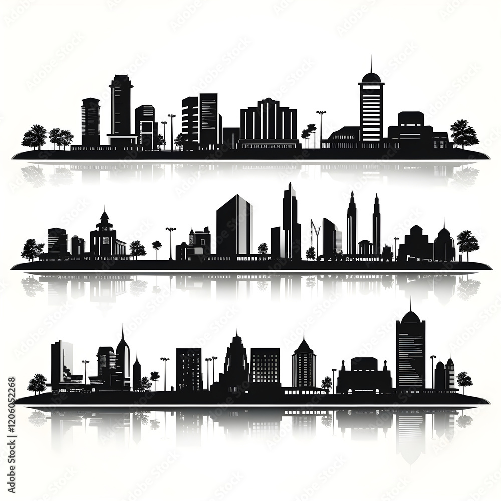 city architecture cityscape urban building modern illustration ...