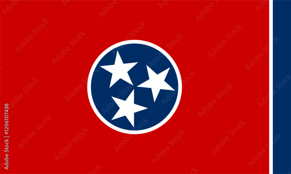 The flag of Tennessee, a state in the USA, with accurate proportions ...