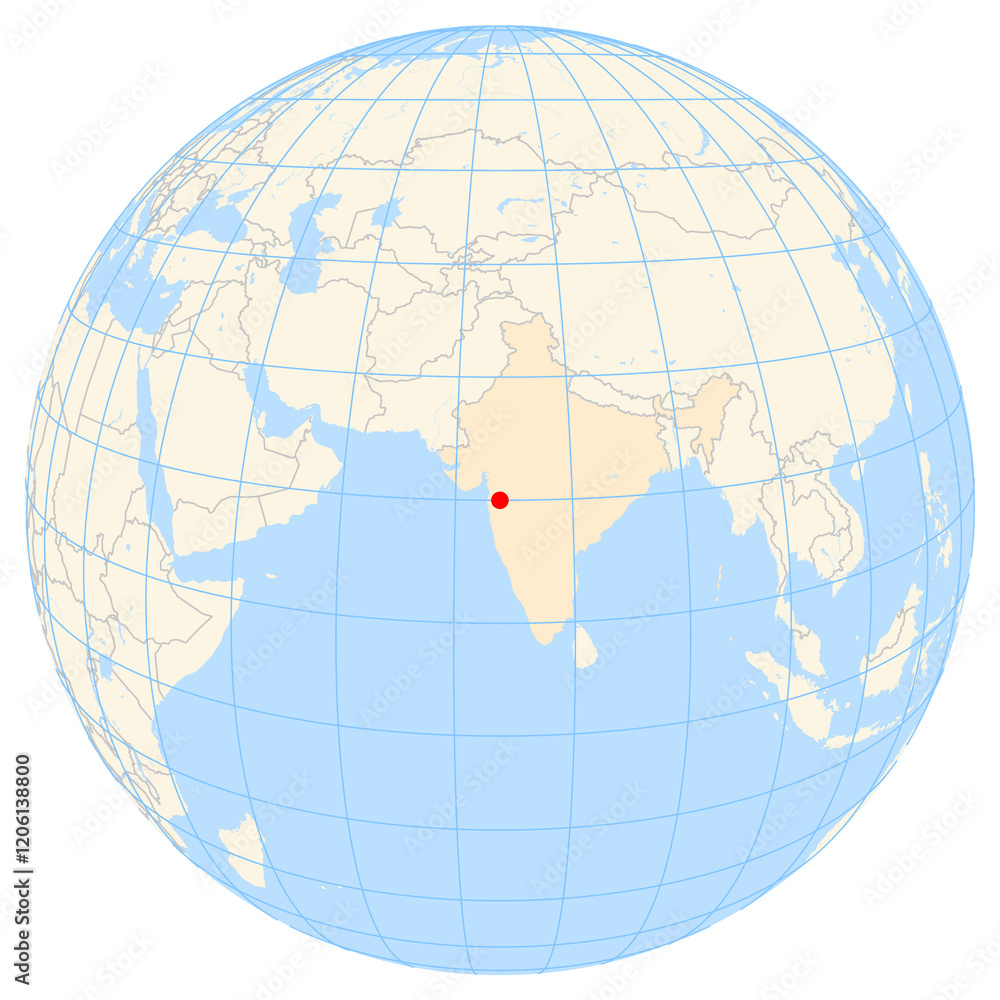 Map showing the location of the city Nashik in India (Southern Asia) on ...
