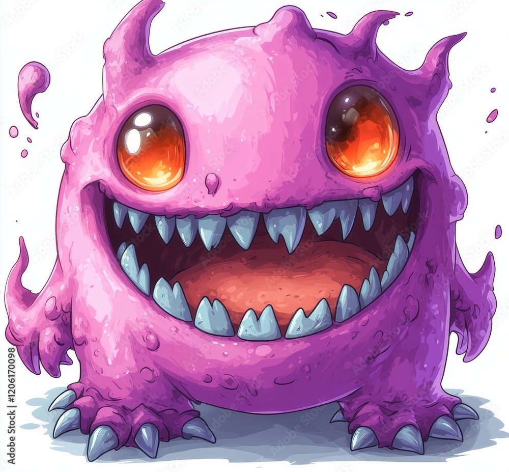 chibi monster design with a pure white background for t-shirt printing ...