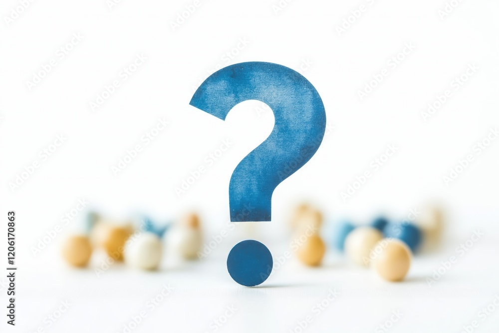 Question mark in vibrant paint splatter amidst a backdrop of soft ...