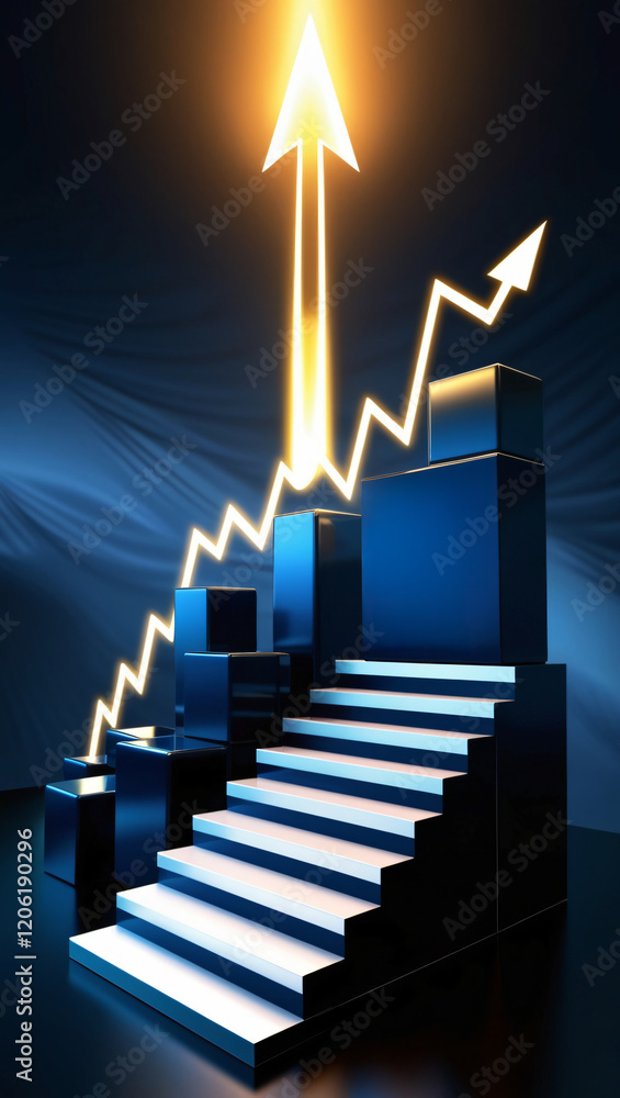 Rising graph symbolizes growth and development in financial markets ...