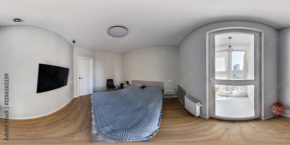 hdri 360 panorama view in bedroom loft room in luxury elite vip hotel ...