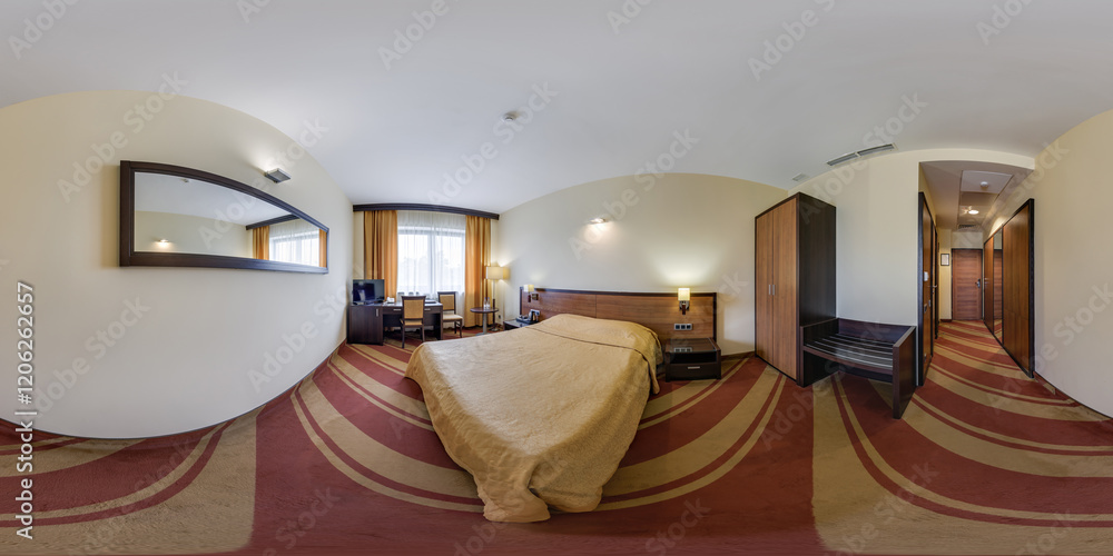 hdri 360 panorama view in bedroom loft room in luxury elite vip hotel ...
