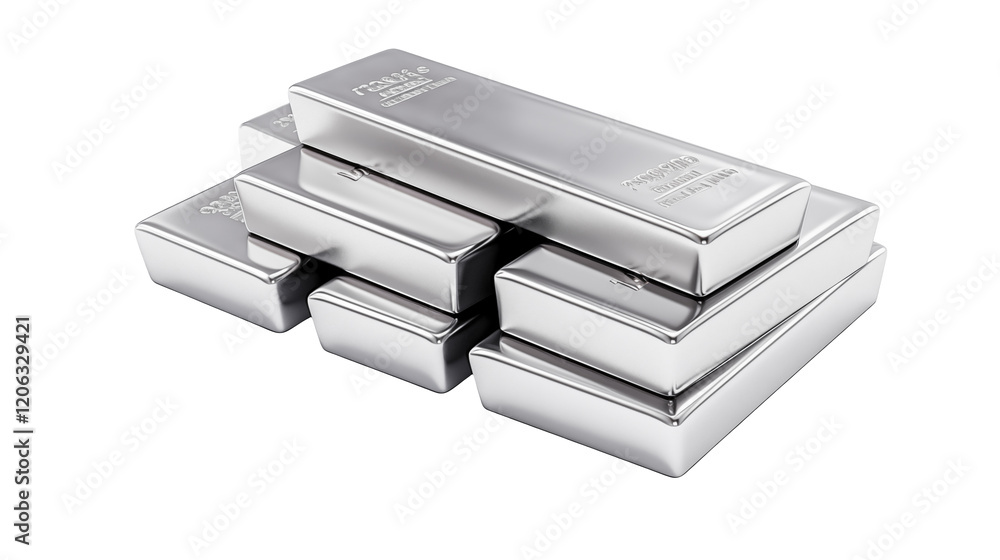 Stack of Gleaming Silver Bars Precious Metal Ingots Wealth Concept ...