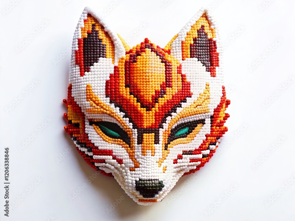 Pixel Art Japan Fox Mask: 8-Bit Kitsune Mask, Digital Craft, Game Asset ...