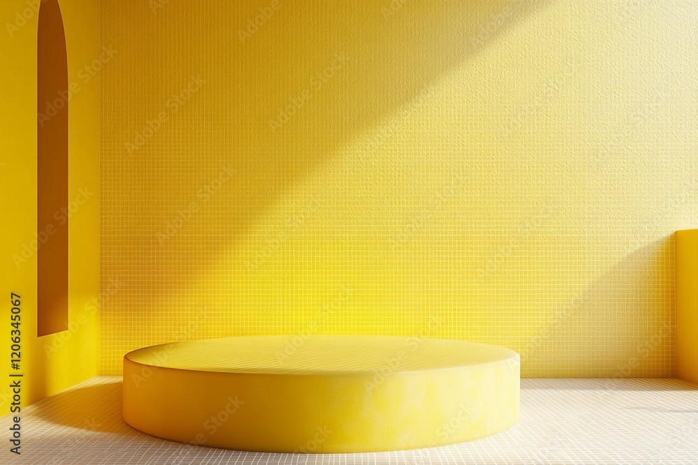 Bright Yellow Minimalist Product Display Platform Studio Background ...