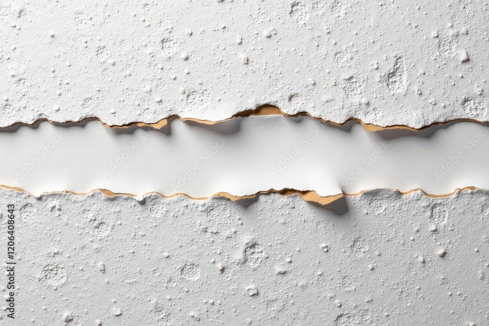 Vertical strip of peeling white paint exposed on a concrete surface ...