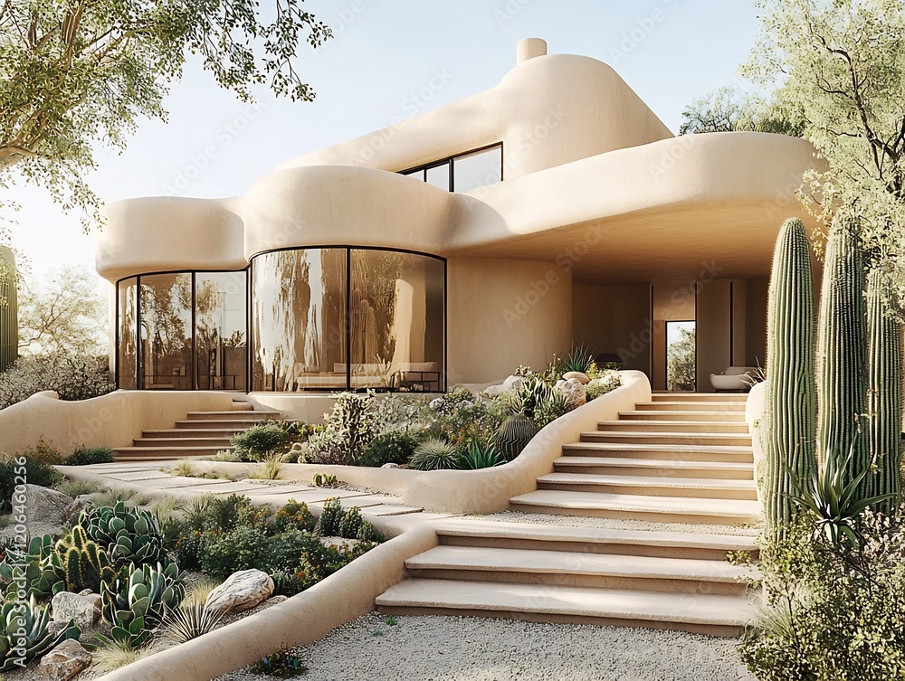 Modern SuperAdobe exterior with smooth plaster domes minimalist ...