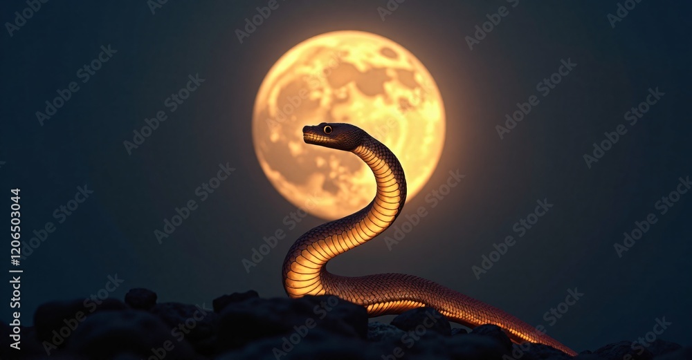 Year of the Snake 2025 poster,card,banner. A glowing snake silhouette ...