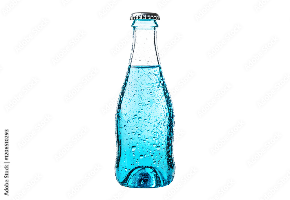 Foto de Stock Drink cold water soda light blue in glass clear bottle tall isolated on cut out ...