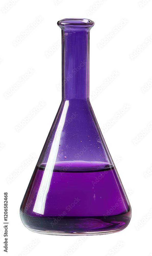 An Erlenmeyer conical flask with purple liquid, clipart on a PNG white ...