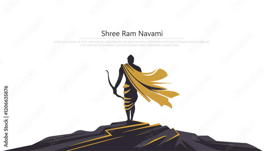 Shree Ram Navami artwork depicting Lord Ram in a traditional posture ...