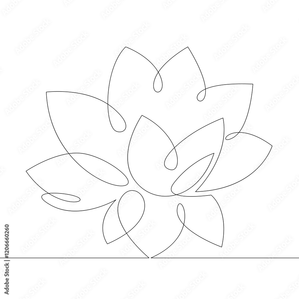 Living vegetable symbol of lotus flower . One continuous drawing line ...