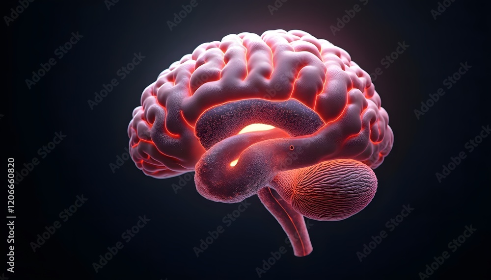 Human Brain Anatomy 3d Model Glowing Internal Structures Stock ...