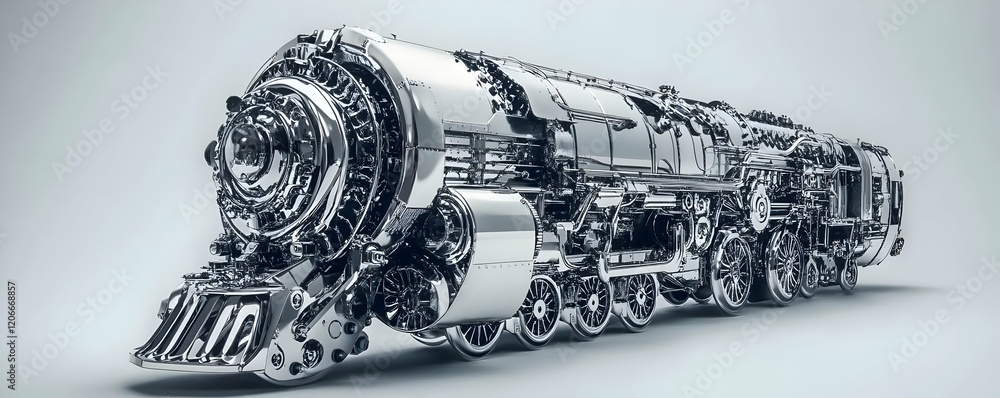Chrome steam locomotive, studio shot, industrial background, design ...