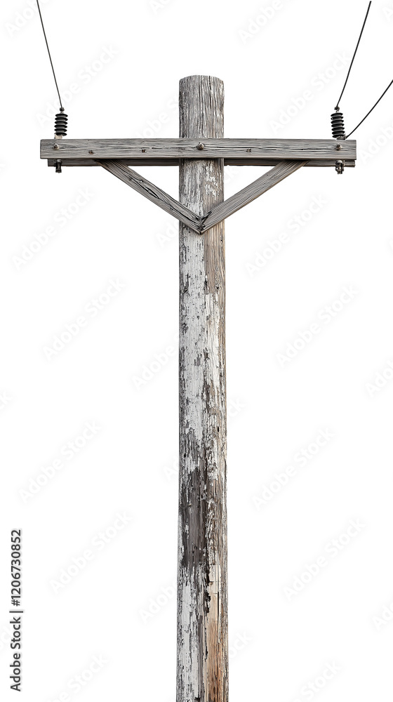 Old Wooden Utility Pole with Power Lines, Vintage Wooden Electric Pole ...