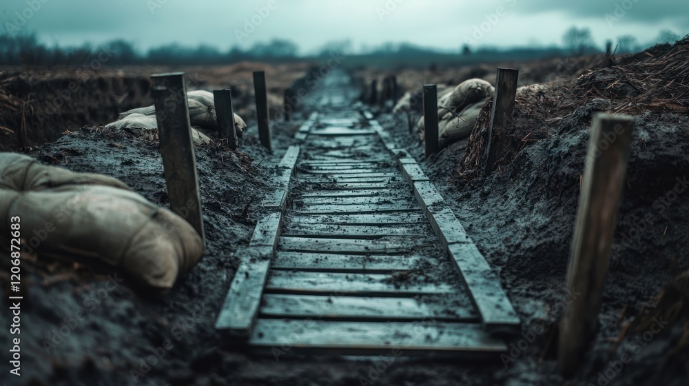 World War I Trench Pathway: A somber reflection on the muddy ...
