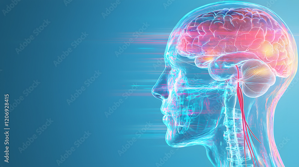 Exploring neural activity human brain visualization science lab digital art futuristic ...