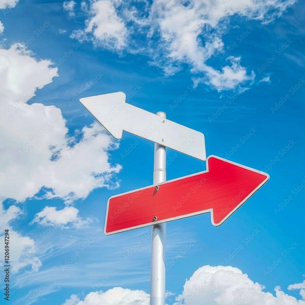 Choosing a direction concept. Road signs indicating different paths of ...