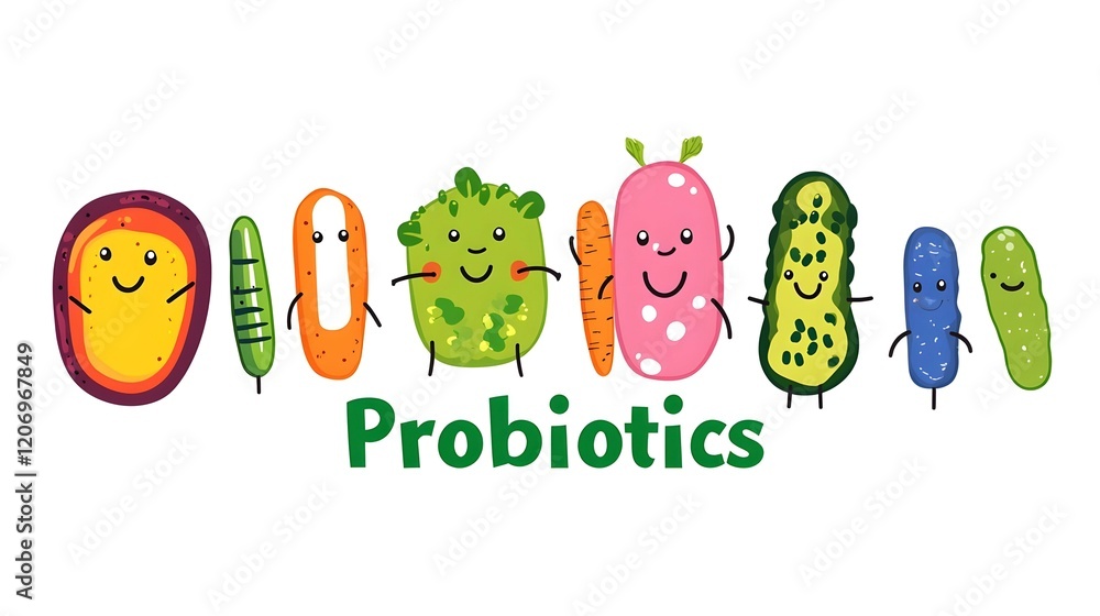 Probiotic Characters, Colorful cartoon figures representing various ...