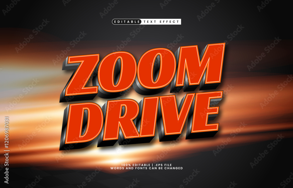 zoom drive editable text effect with a race speed and champion theme ...